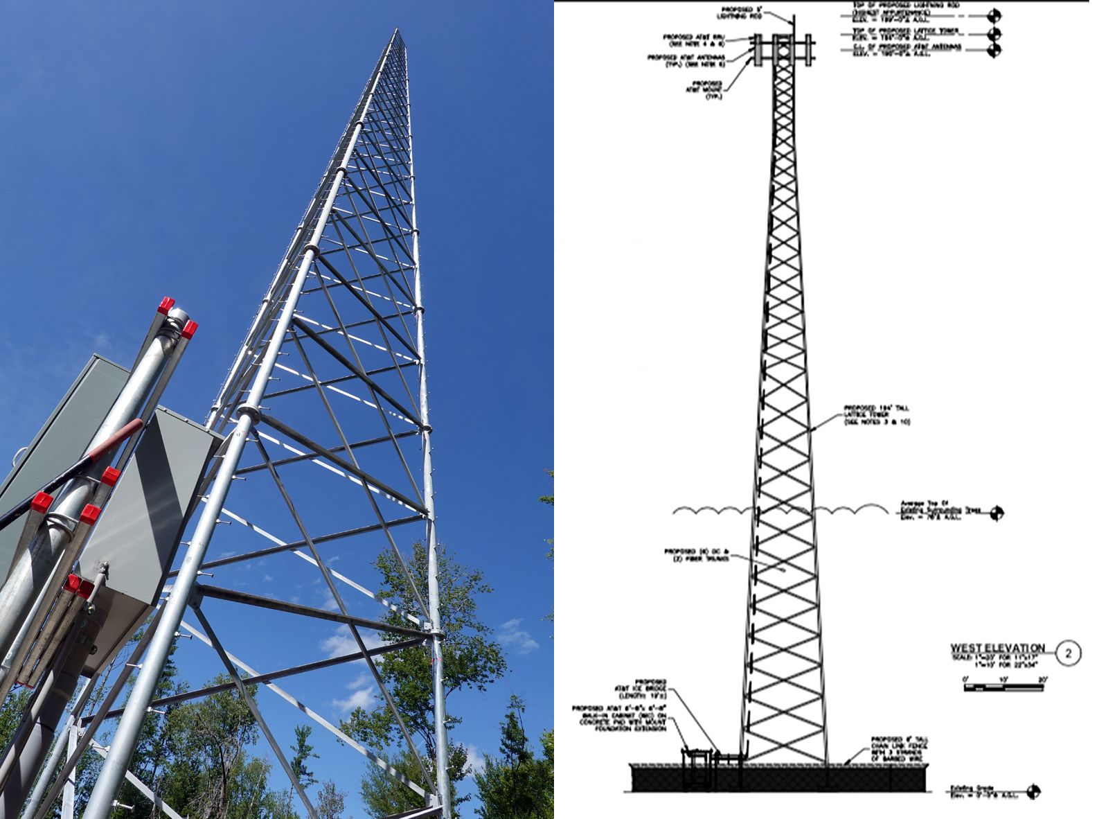Construction underway on the AT&T telecomm tower